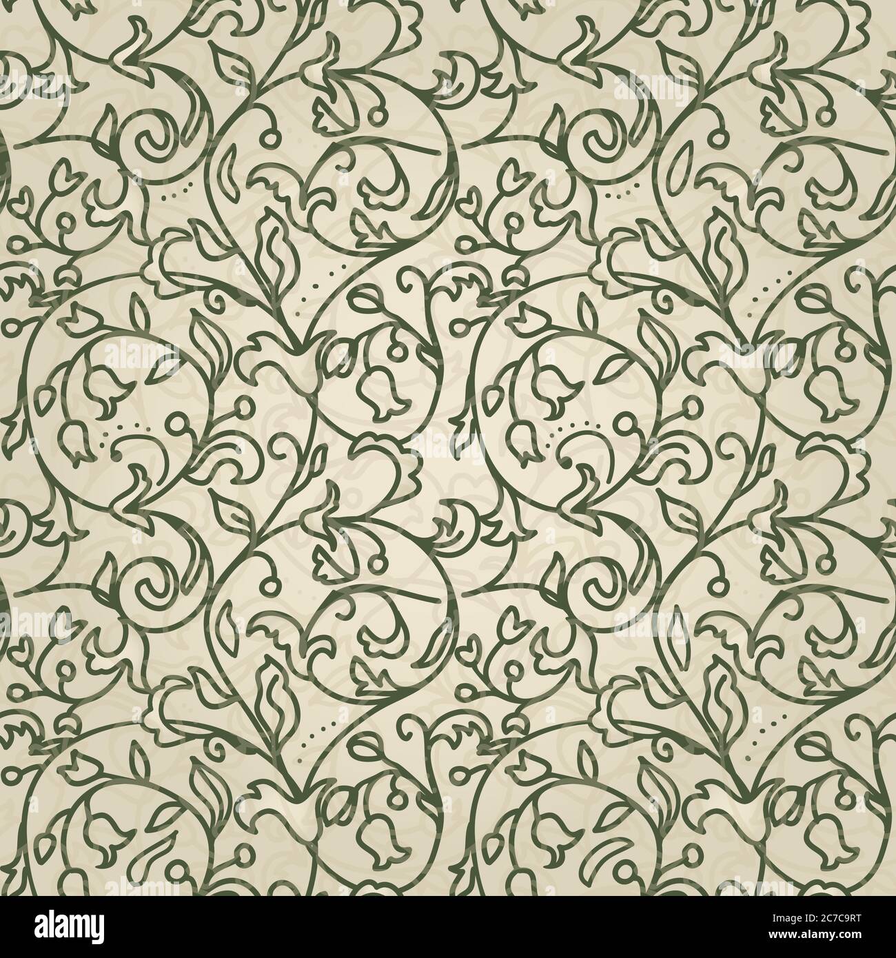 Seamless floral pattern in folk style with wildflowers, leaves. Hand ...