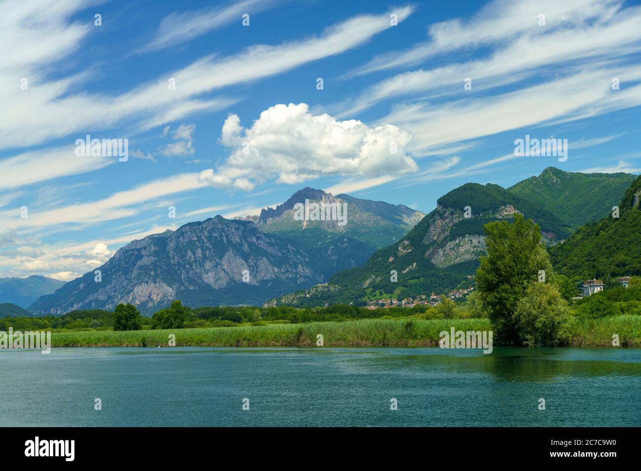 Cycleway of the Adda river near Brivio, Lecco, Lombardy, Italy Stock ...