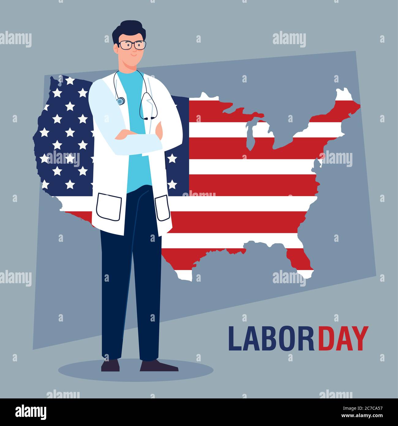 doctor man with usa flag map vector design Stock Vector Image & Art - Alamy