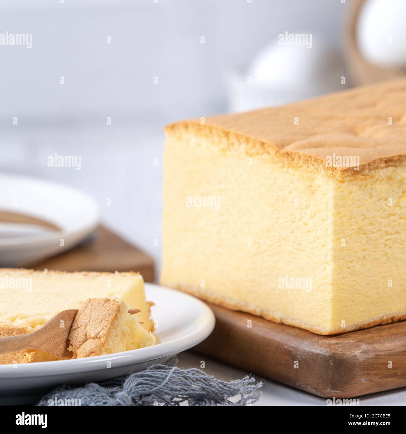 Plain classic Taiwanese traditional sponge cake (Taiwanese castella ...