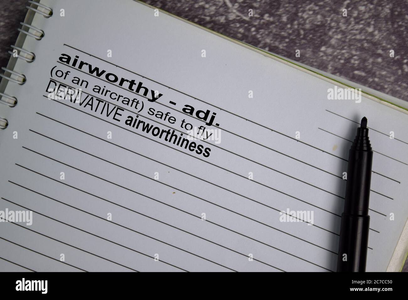 Definition of Airworthy word with a meaning on a book. dictionary concept Stock Photo - Alamy