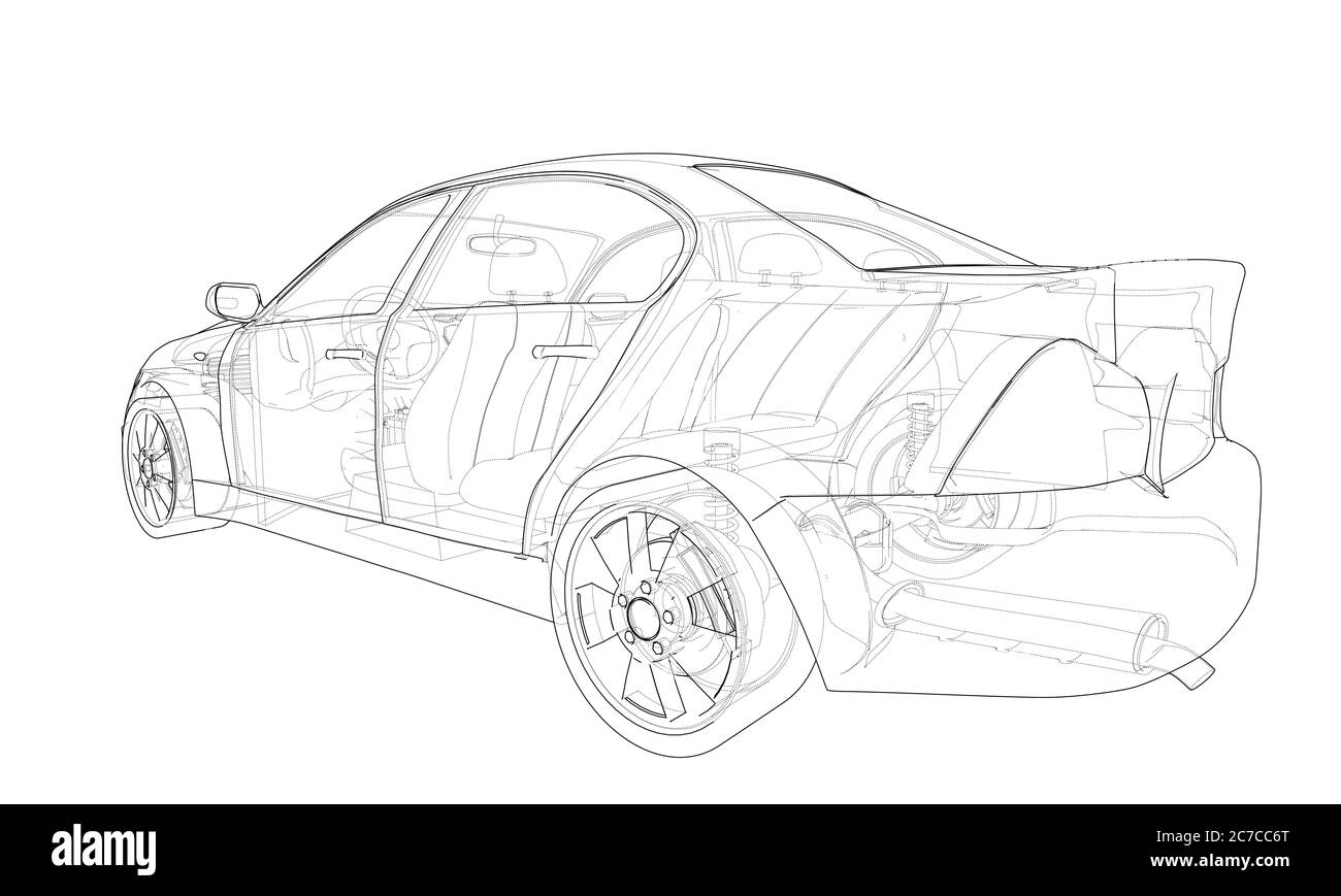 Concept car. 3d illustration Stock Photo - Alamy