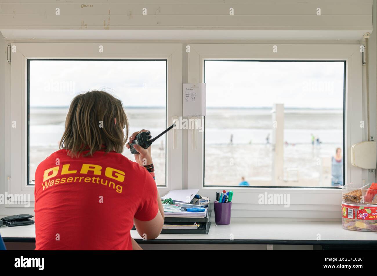 Norddeich, Germany. 15th July, 2020. Jesco, volunteer DLRG lifeguard ...