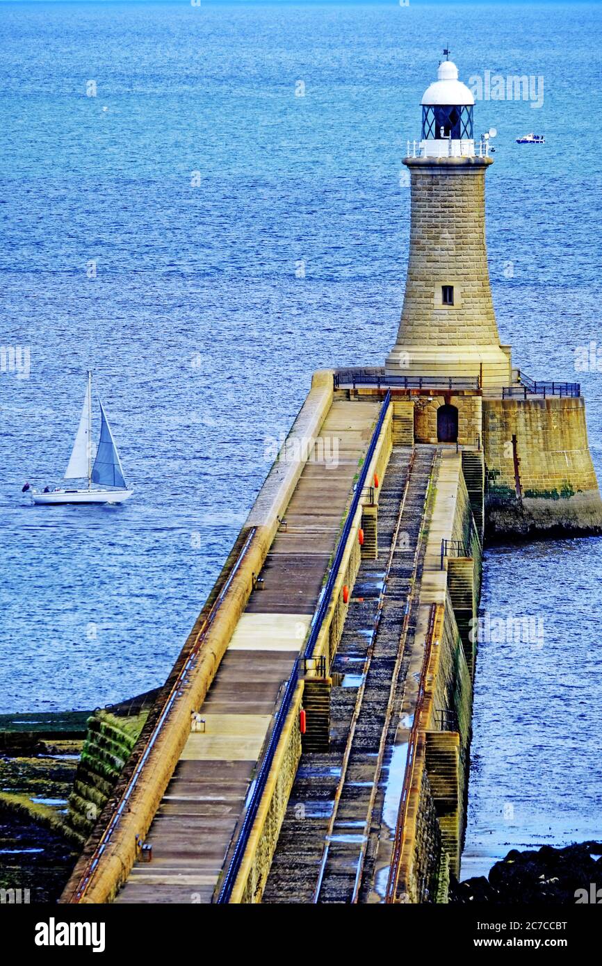 Sailing back to harbour yacht and fishing boat heading for Tynemouth ...