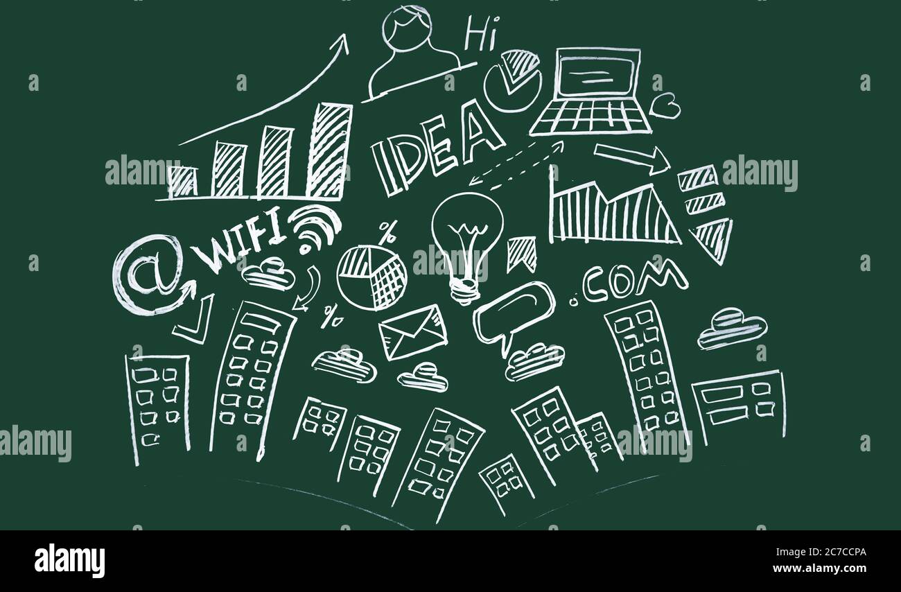 The data analysis in chalk on the blackboard Stock Photo - Alamy