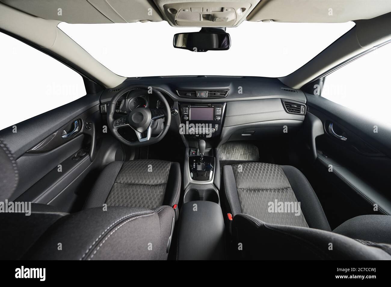 Cabin of modern car with isolated wimdows. Front seat in car Stock ...