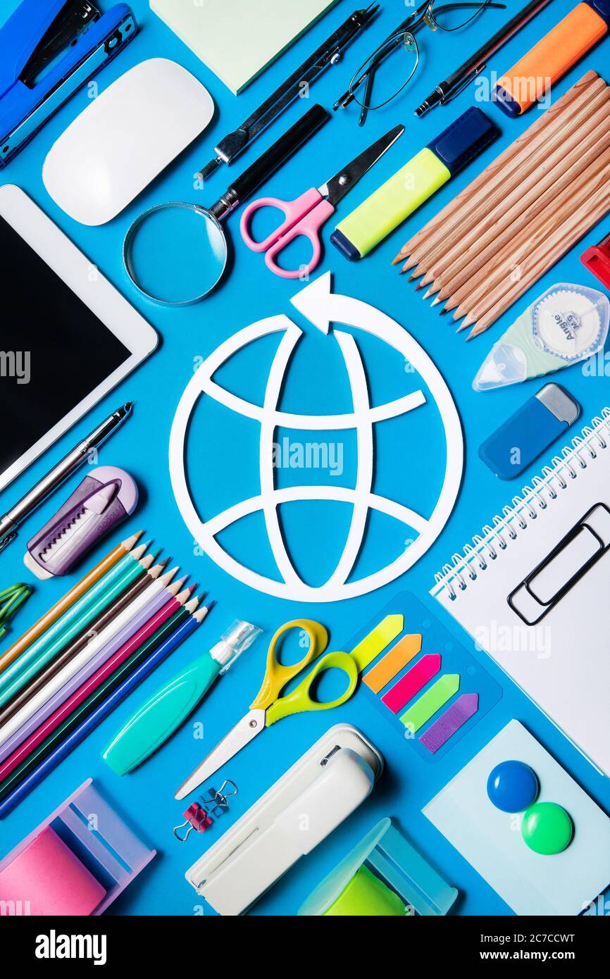 Office supplies and Internet connection Stock Photo - Alamy