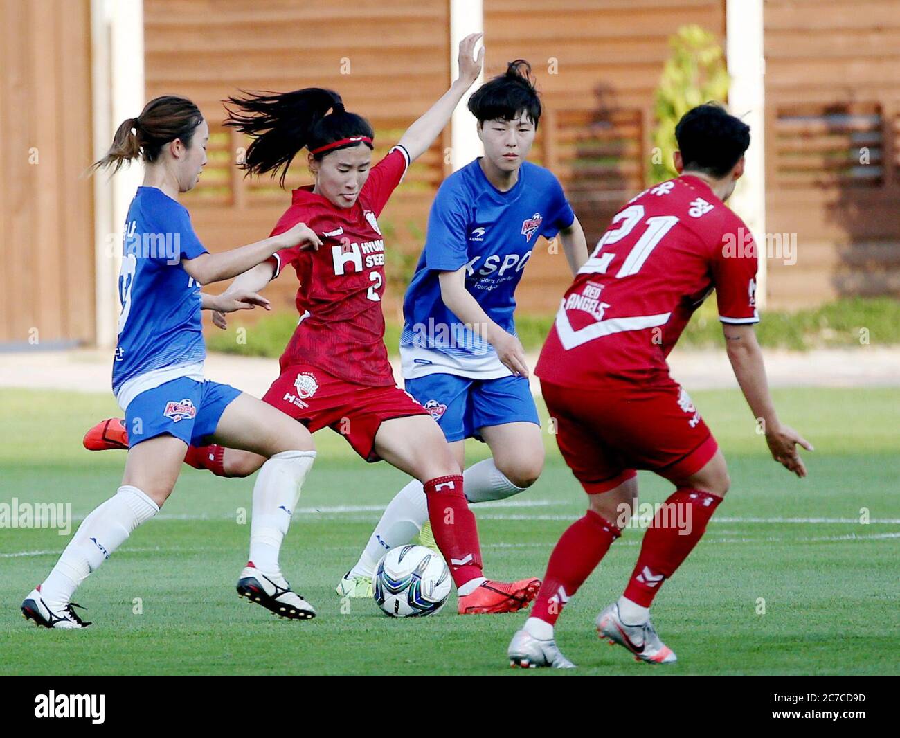 16th July, 2020. Red Angels' Kim Du-ri shoots Hyundai Steel Red Angels WFC's Kim Du-ri (2nd from ...