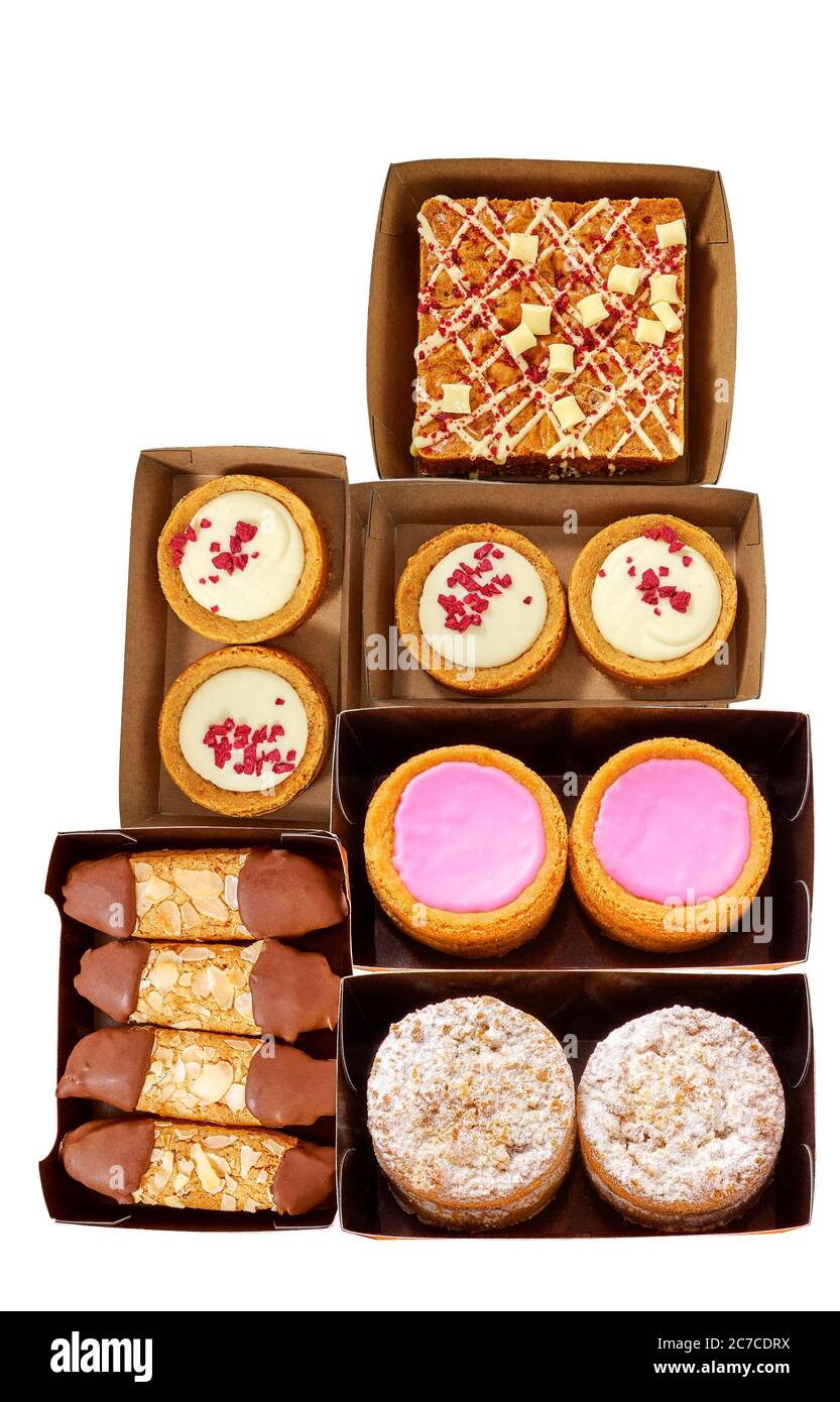 Various types of pastries in a studio setting, isolated on white Stock ...