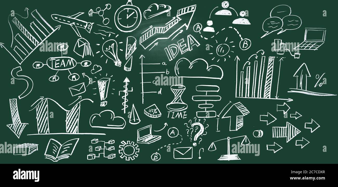 The data analysis in chalk on the blackboard Stock Photo - Alamy