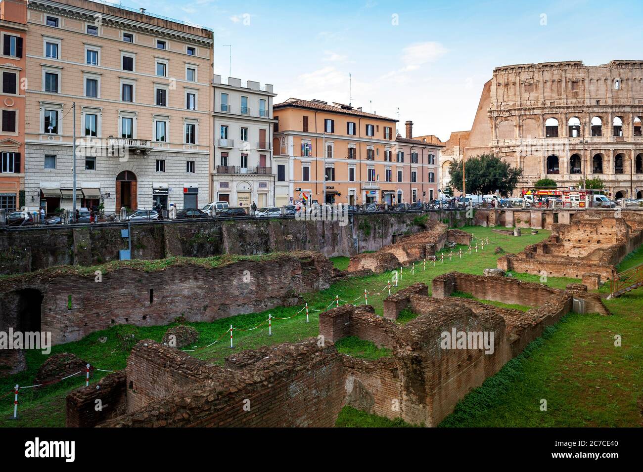 Rome, Italy - October 2019: The historic remains of Ludus Magnus, the ...