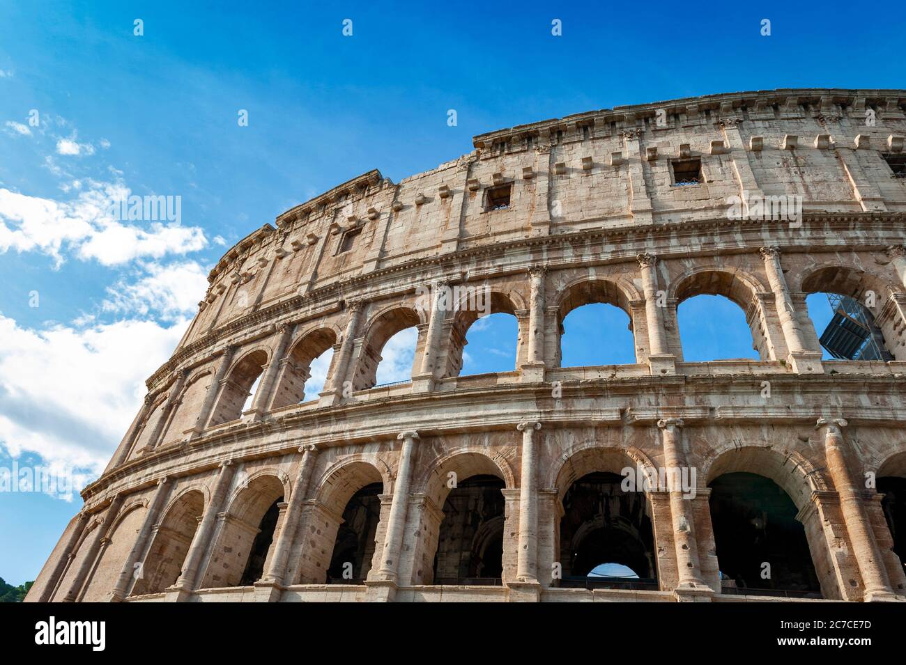 Architectural details of the facade of the Colosseum (Coliseum) or ...