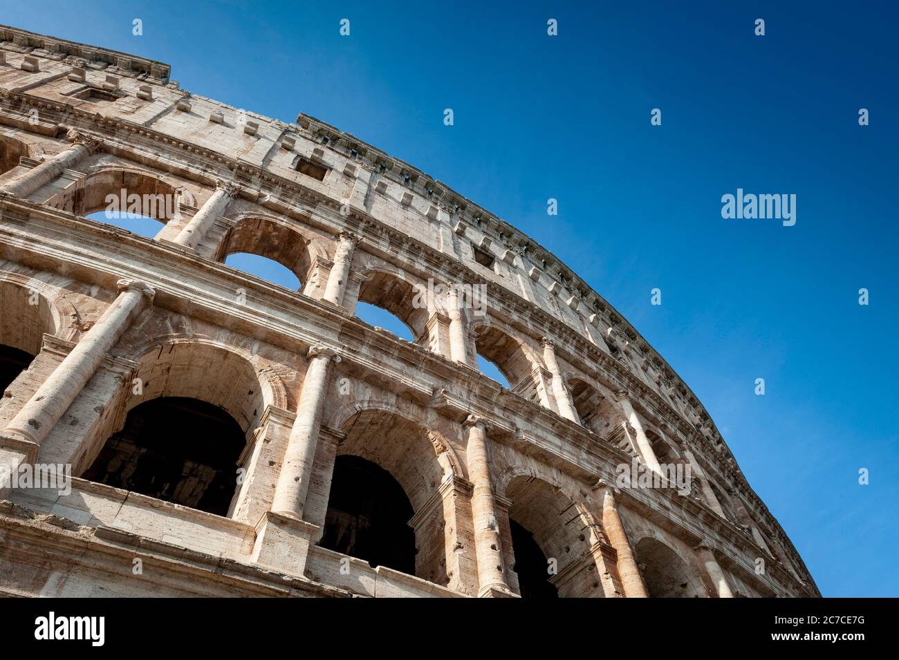 Architectural details of the facade of the Colosseum (Coliseum) or ...