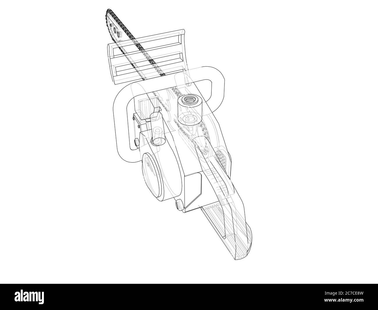 Chain saw. 3d illustration Stock Photo - Alamy