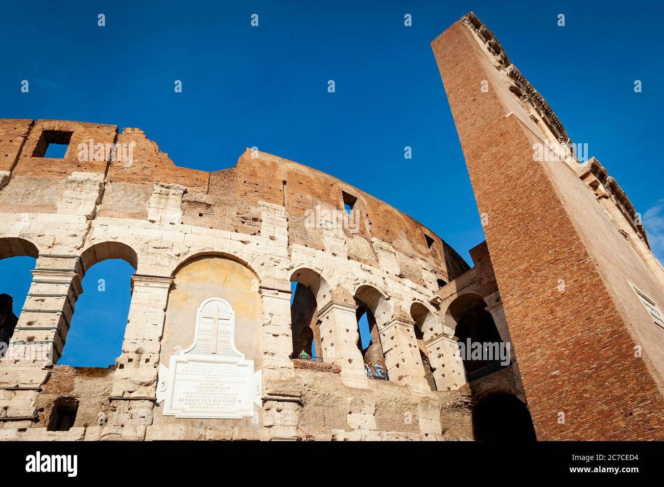 Architectural details of the facade of the Colosseum (Coliseum) or ...