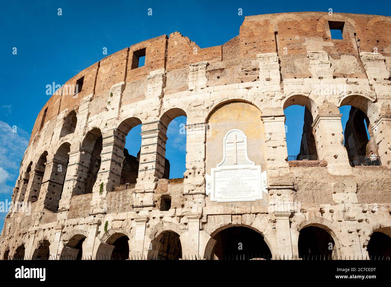 Architectural details of the facade of the Colosseum (Coliseum) or ...