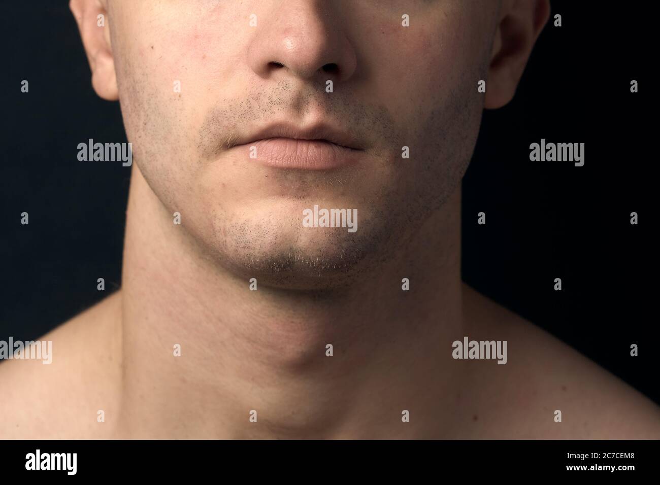 Shaved male chin close-up Stock Photo - Alamy