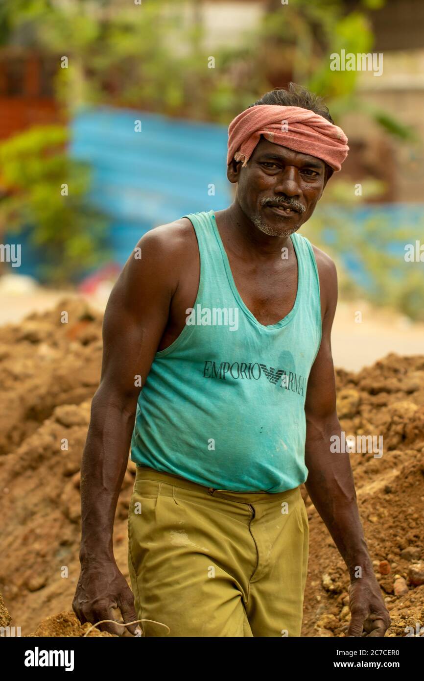 Chennai, Tamilnadu , India. 16 July 2020. worker man outdoors Stock ...