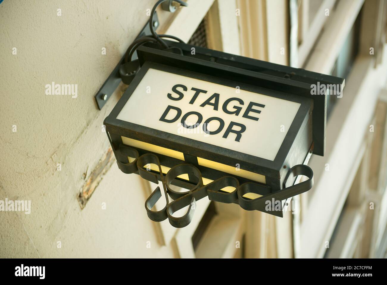 STAGE DOOR sign attached to exterior wall of London theatre Stock Photo ...