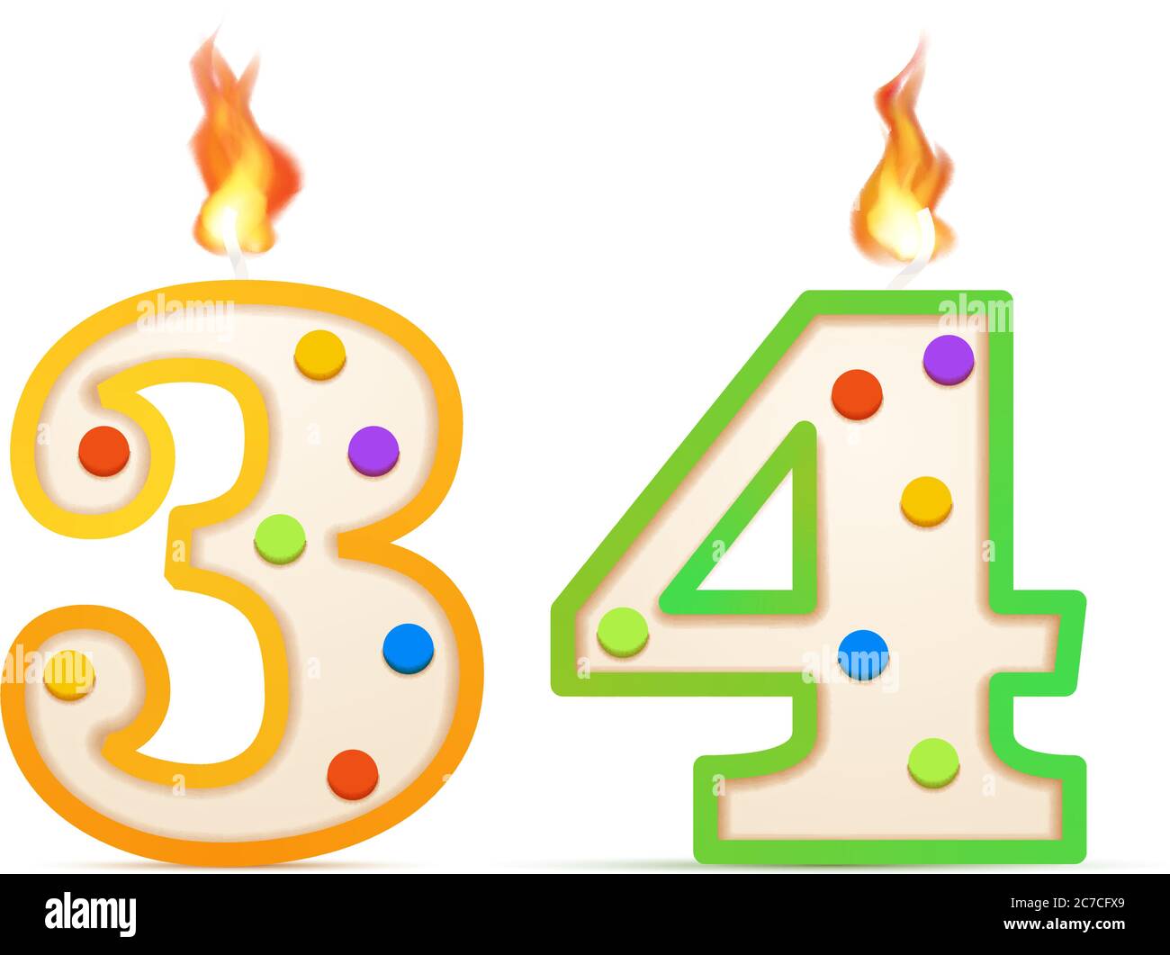 Thirty four years anniversary, 34 number shaped birthday candle with ...