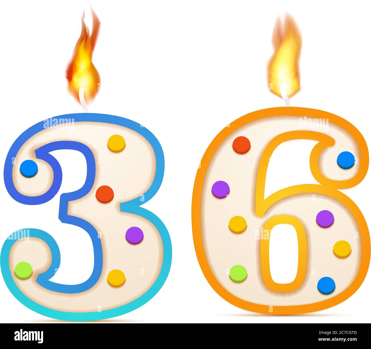 Birthday candle number 36 flame Stock Vector Images - Alamy
