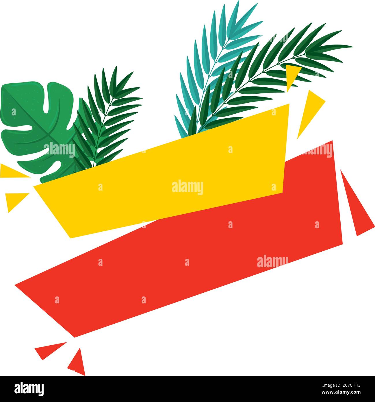label with tropical leaves on white background Stock Vector Image & Art ...