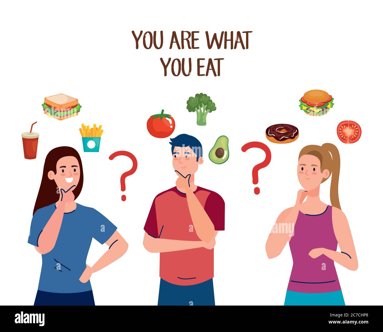 man and women thinking what to eat vector design Stock Vector Image ...