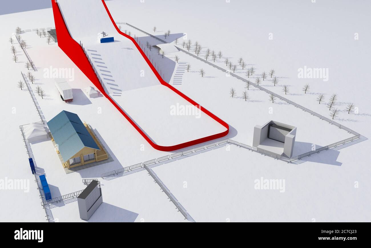 3d illustration of a Snowboard and freestyle Ramp Stock Photo - Alamy