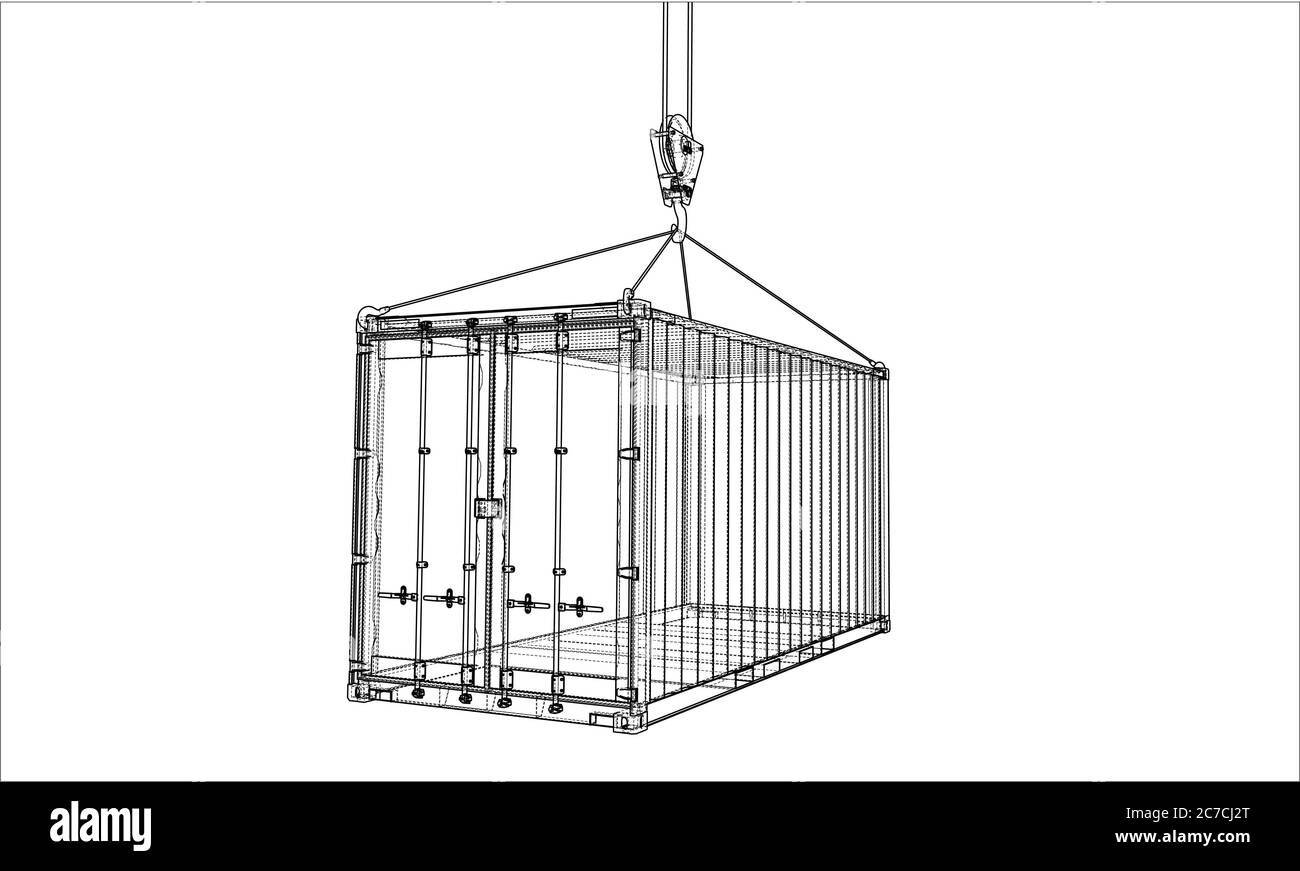 Cargo container. Wire-frame style Stock Photo - Alamy