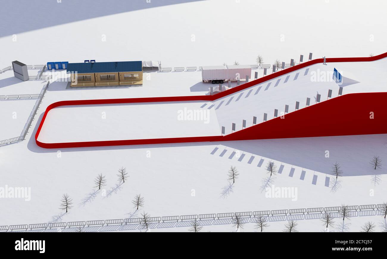 3d illustration of a Snowboard and freestyle Ramp Stock Photo - Alamy