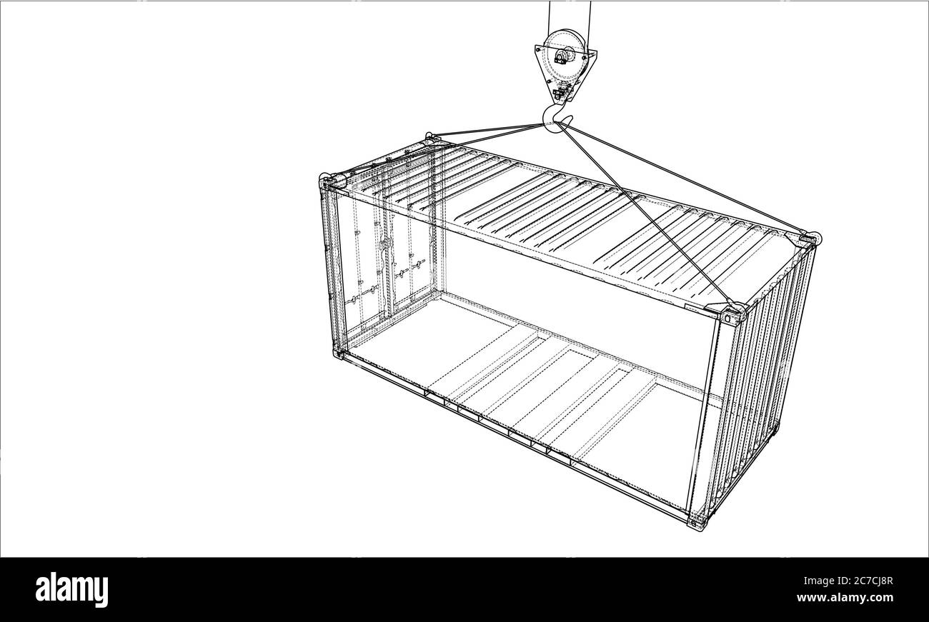 Cargo container. Wire-frame style Stock Photo - Alamy