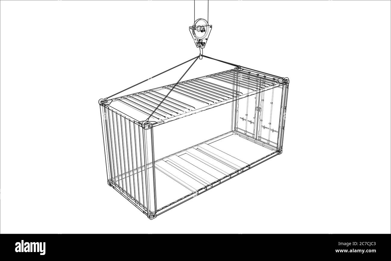 Cargo container. Wire-frame style Stock Photo - Alamy