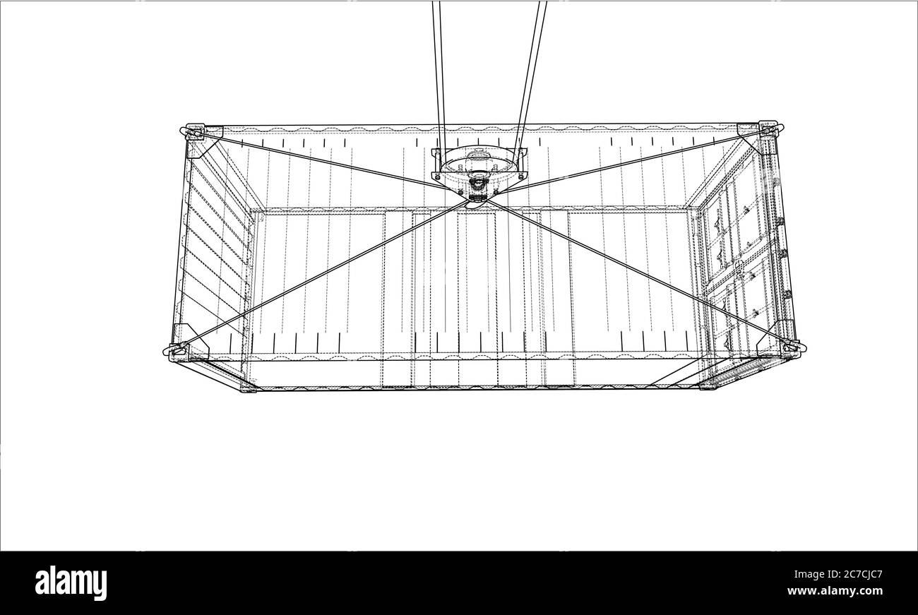 Cargo container. Wire-frame style Stock Photo - Alamy