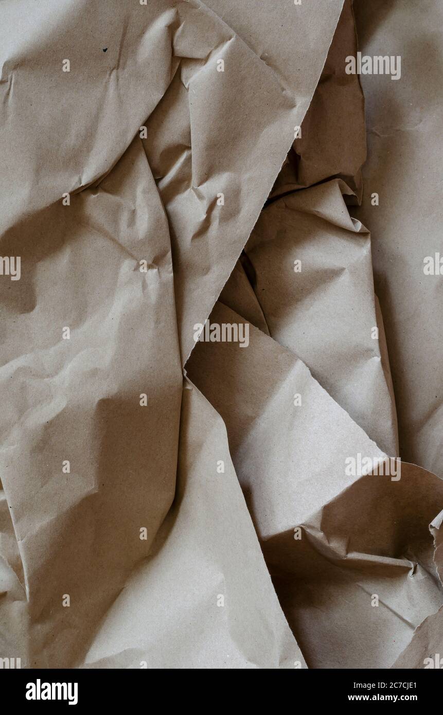 Crumpled brown paper texture. Wrapping paper for packaging. Eco ...