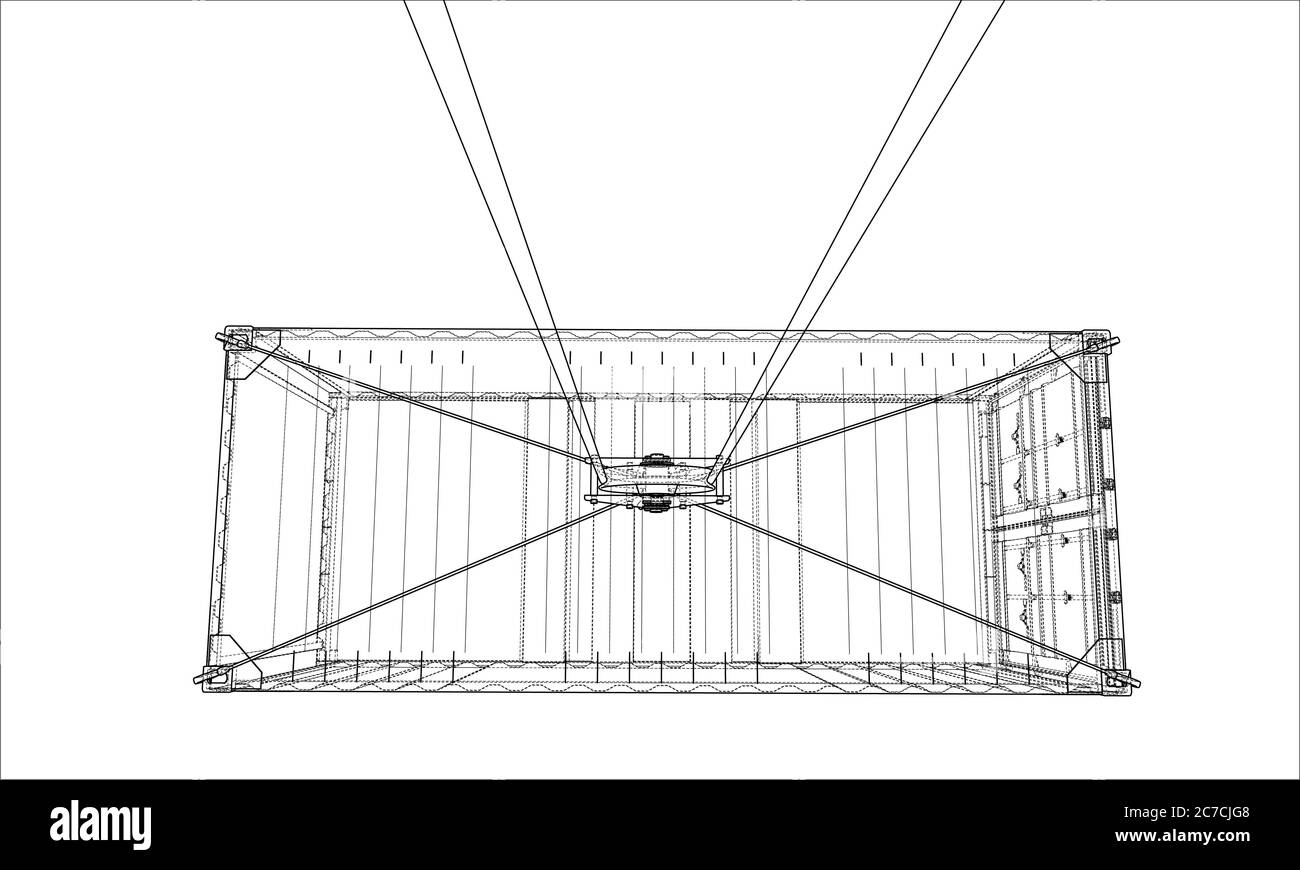 Cargo container. Wire-frame style Stock Photo - Alamy