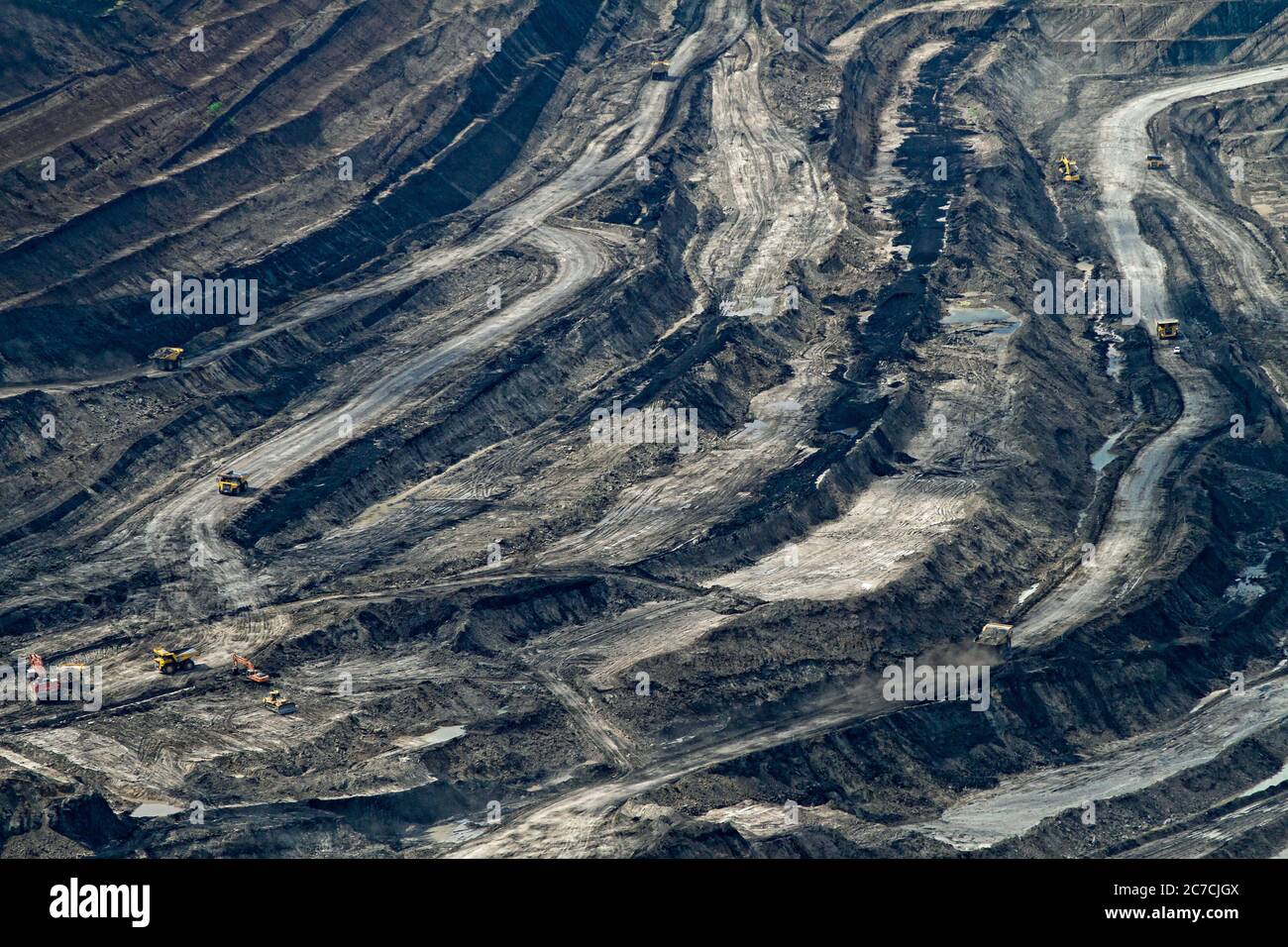 Aerial shot of grey coal mine in Kalimantan, Indonesia Stock Photo - Alamy