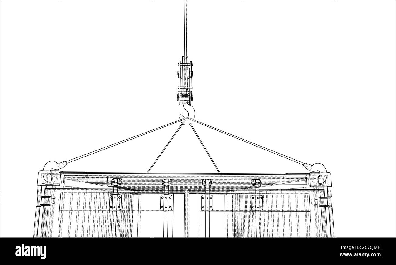 Cargo container. Wire-frame style Stock Photo - Alamy