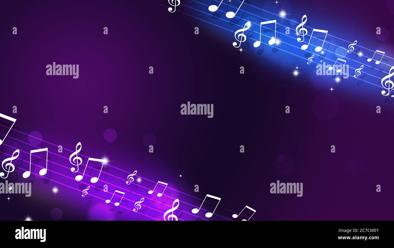 neon retro disco music notes poster color background. designs for music ...