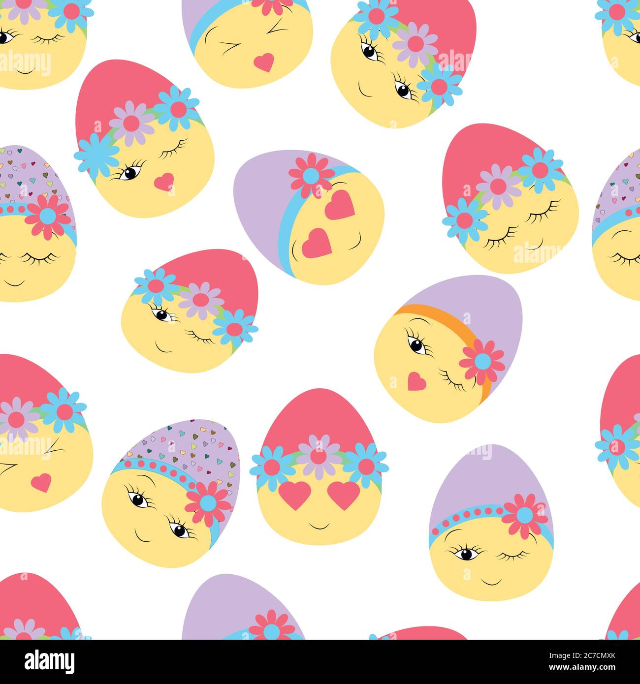 Seamless pattern with Easter decorated eggs. Happy Easter. Festive ...
