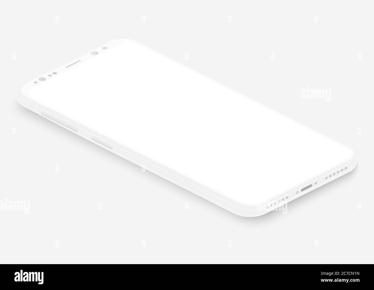 Isometric white vector smartphone. 3d realistic empty screen phone ...