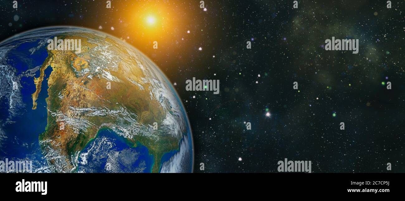 Earth and galaxies in space. Science fiction art. Elements of this ...