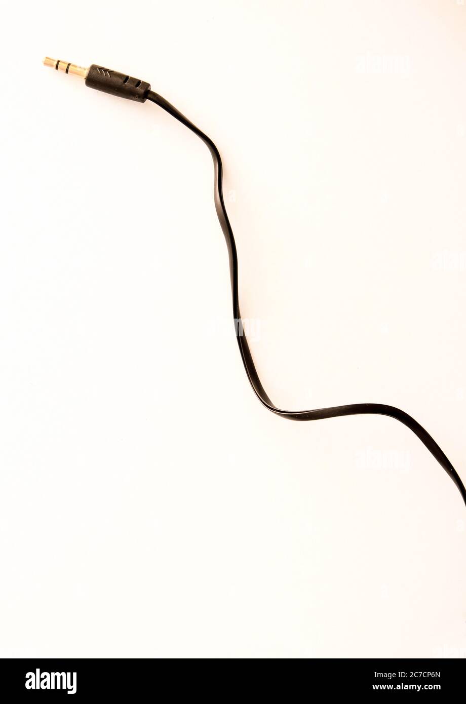 Flat line cable of audio connection jack Stock Photo - Alamy