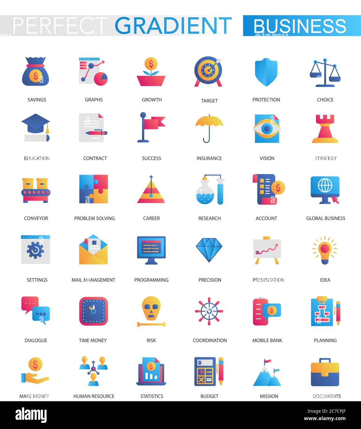 Vector set of trendy flat gradient Business finance icons Stock Vector ...