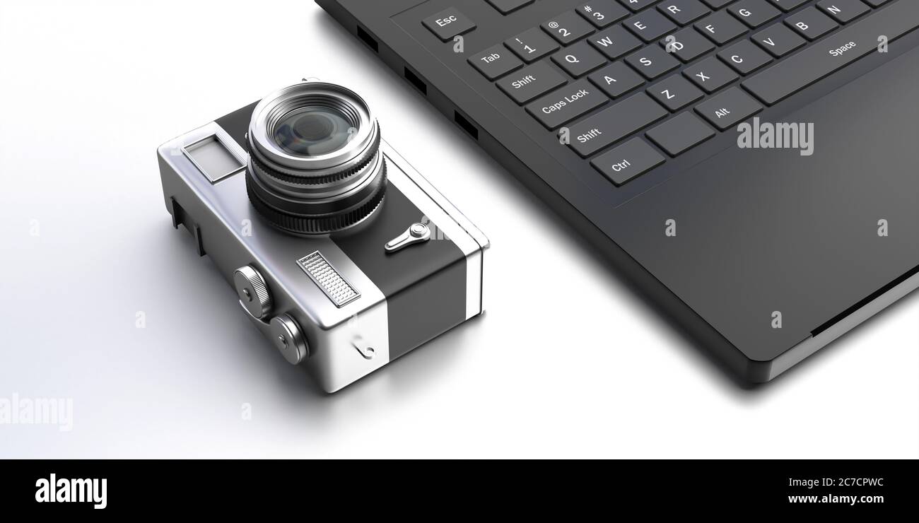 Digital photography, photo processing concept. Photo camera and ...