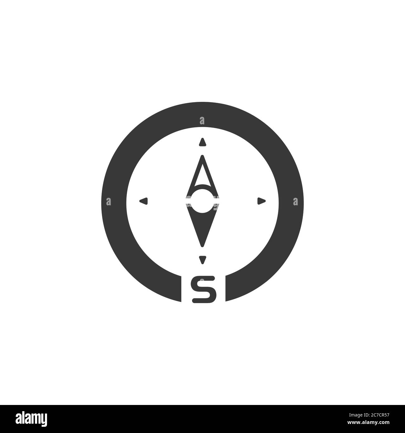 Compass. South direction. Isolated icon. Weather glyph vector ...