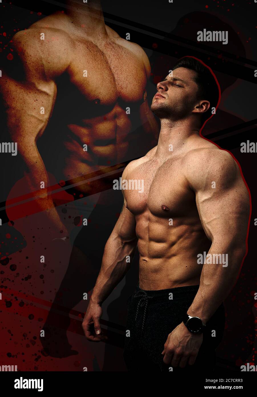 Aesthetic young man with strong muscles. Strong muscular bodybuilder ...