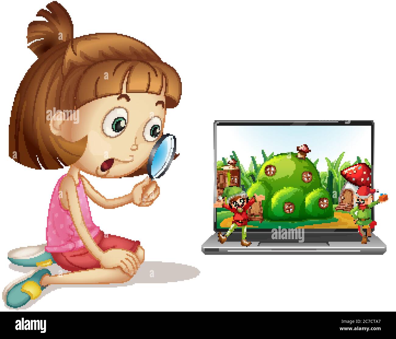 Elf on laptop background illustration Stock Vector Image & Art - Alamy