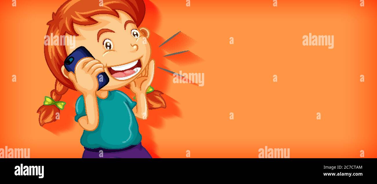 Cute girl talking on the phone cartoon character isolated illustration ...
