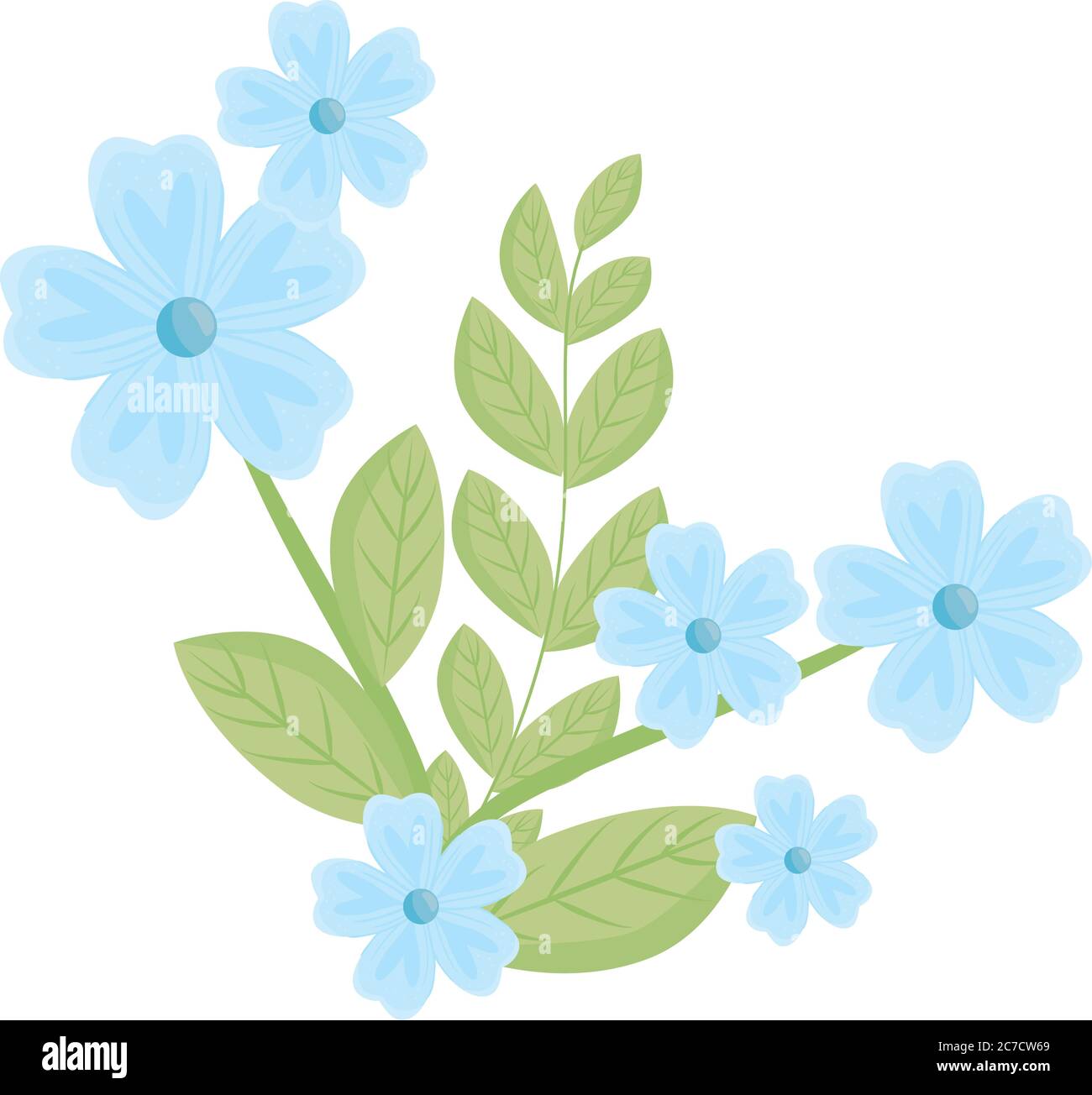 blue flowers with leaves vector design Stock Vector Image & Art - Alamy