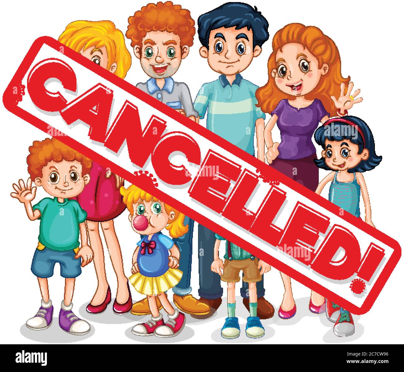 Family member character with cancelled text illustration Stock Vector ...